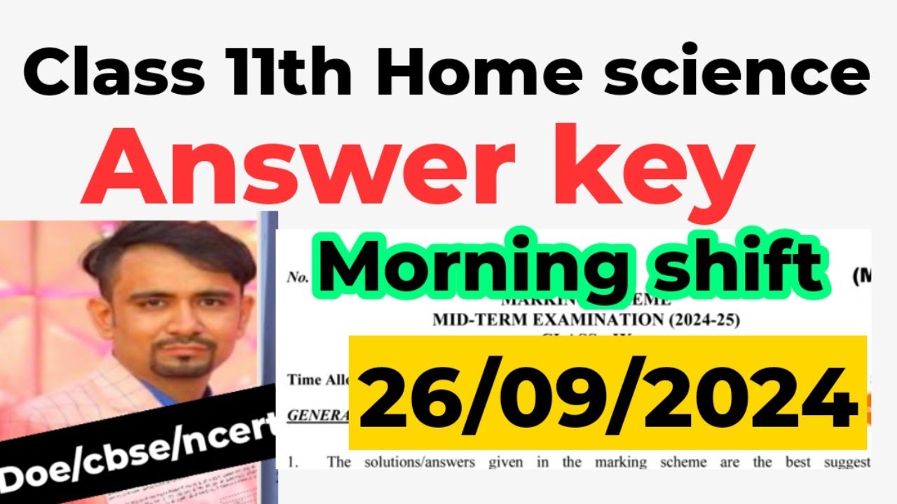 home science answer key class 11 / mid term exam 2024-25 / morning ...