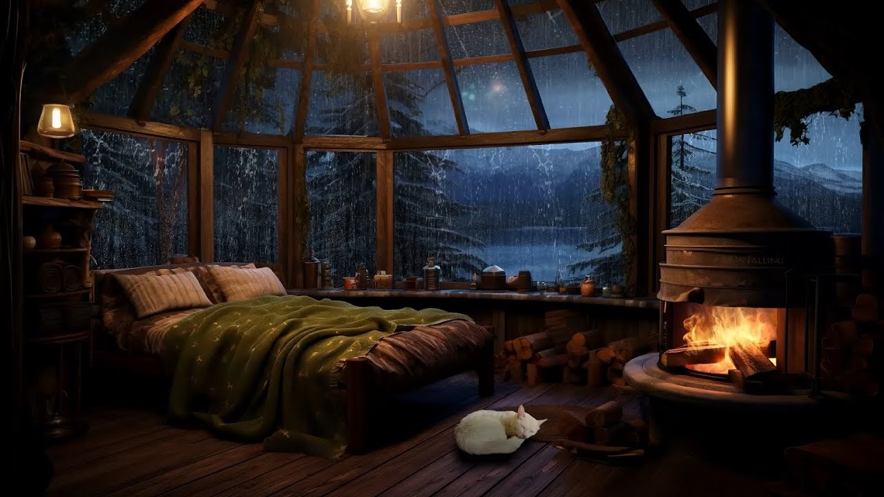 Cozy Cottage Treehouse with Rain & Thunder Sounds for Sleeping & Relax ...