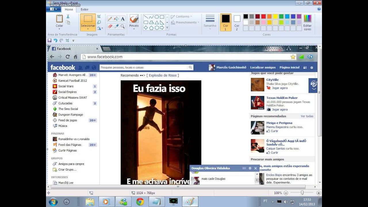*como fazer print da conversa do facebook* - YouTube