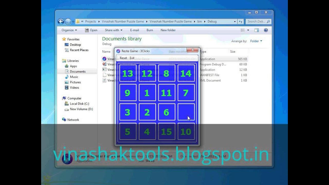 Vinashak Number Puzzle Game With Visual Basic.Net 2010 Source Code - YouTube