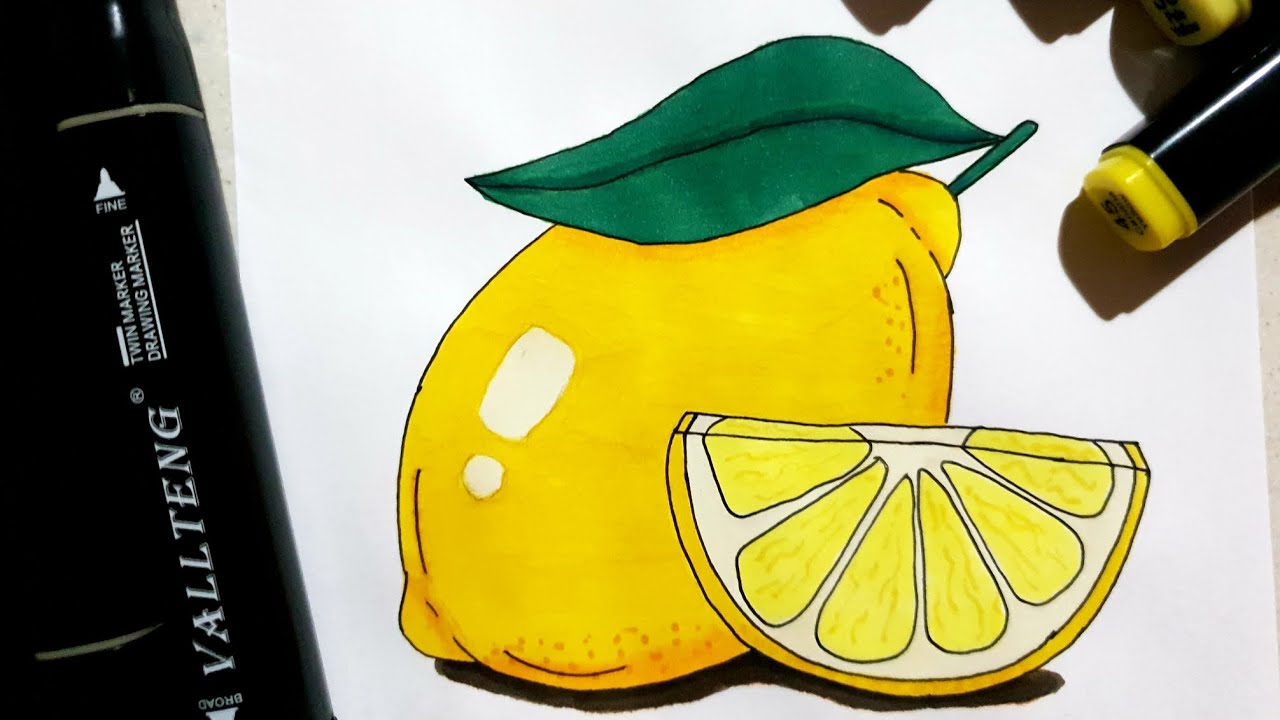 Easy Lemon DOODLE - VALLTENG alcohol markers - YouTube