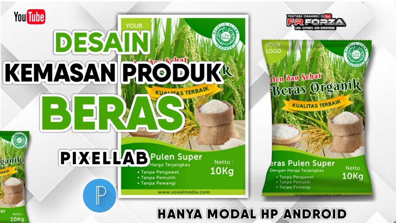 Cara Desain Kemasan Produk Beras di Pixellab - YouTube