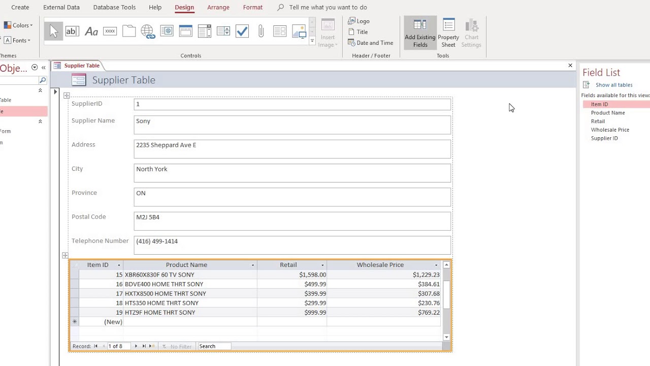 Create a detailed Supplier Form in Microsoft Access Part 2 - YouTube