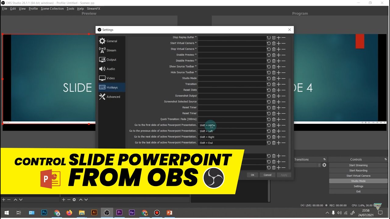 CARA MENJALANKAN SLIDE POWERPOINT LANGSUNG DARI OBS STUDIO - YouTube