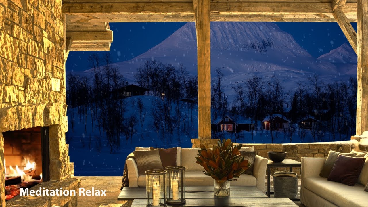 HD Winter Christmas Screensaver - Snow falling, Fire crackling sound ...