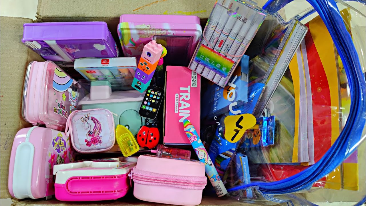 unboxing magic pencil box, mobile eraser, youva kit, toy from the box ...