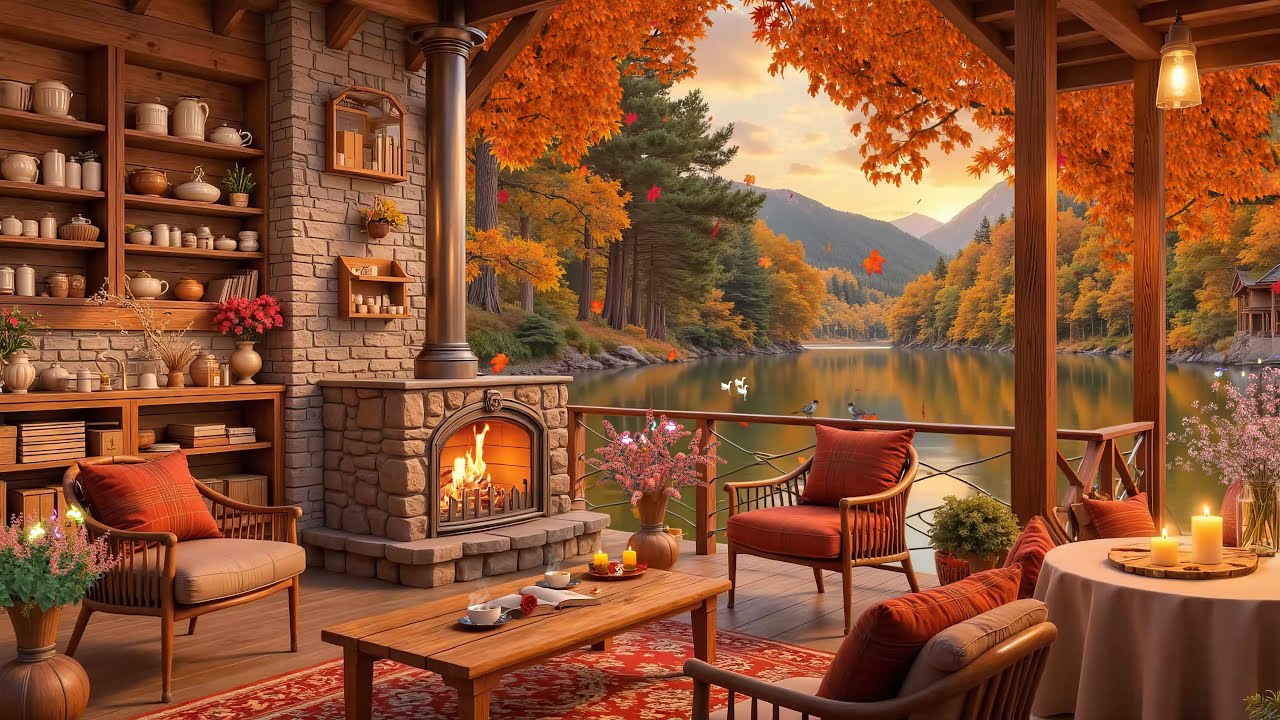 Relaxing Jazz by the Lake 🍂 Warm Jazz Music in Peaceful Fall Ambience ...