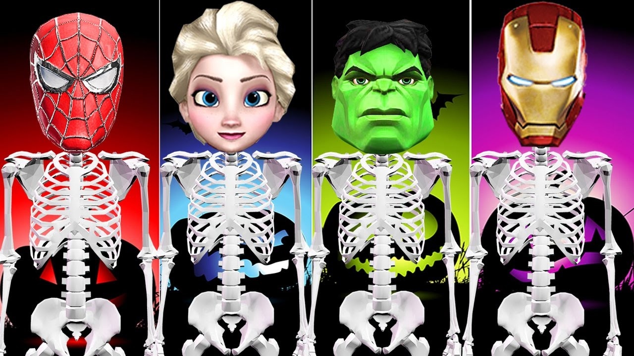 Finger Family Collection | Skeleton Spiderman Frozen Elsa Hulk ...