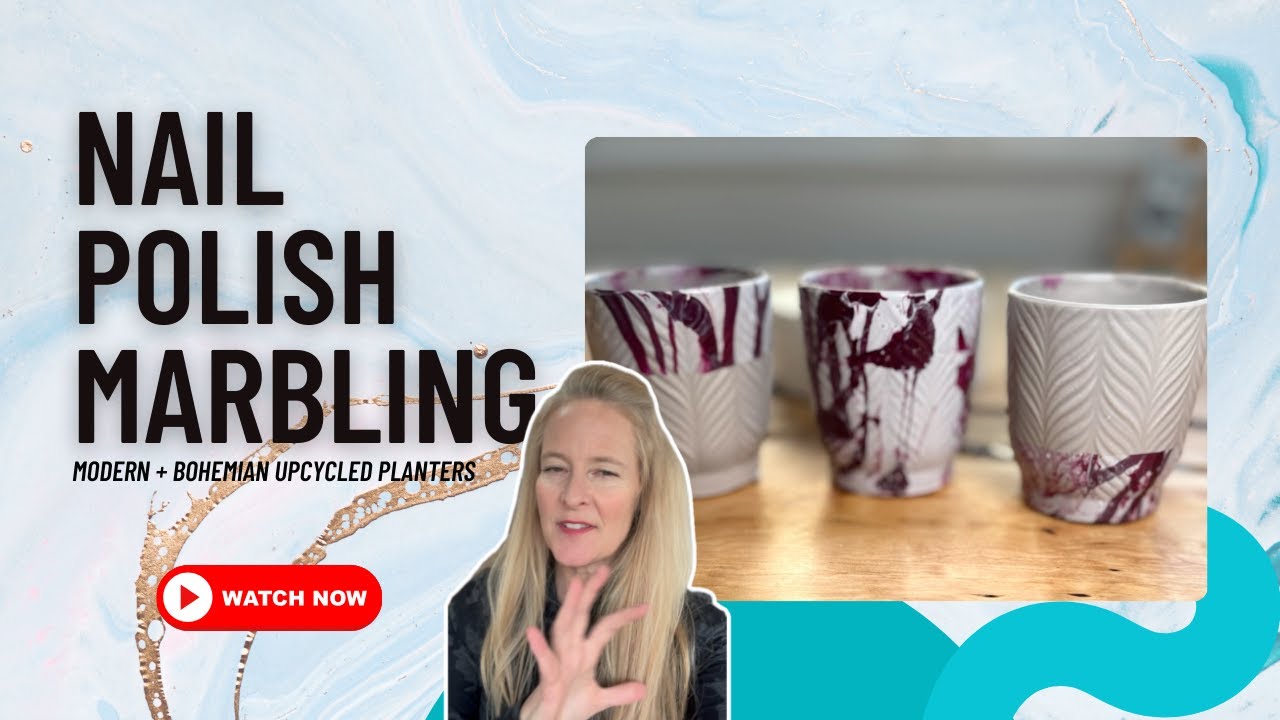 Nail Polish Marbling Modern + Bohemian Upcycled Planters - YouTube