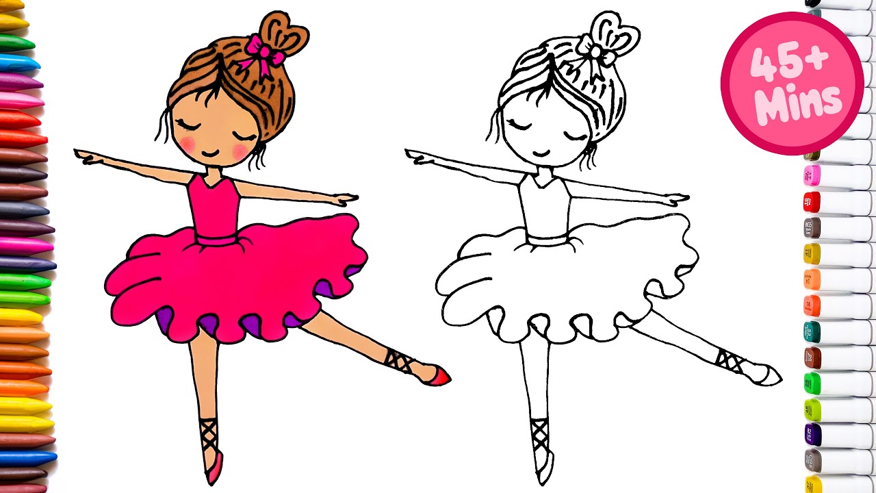 How to Draw cute BALLERINA 💃💃💃💃| Step by Step | Easy drawing for kids 🌈 ...