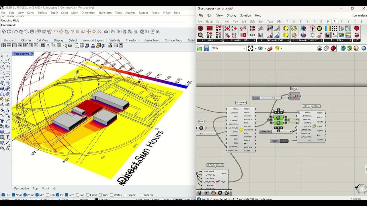 Ladybug Direct SunHour analysis in grasshopper - YouTube