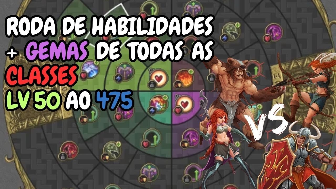 TIBIA - RODA DE HABILIDADES + GEMAS DE TODAS AS CLASSES | LV 50 AO 475 ...