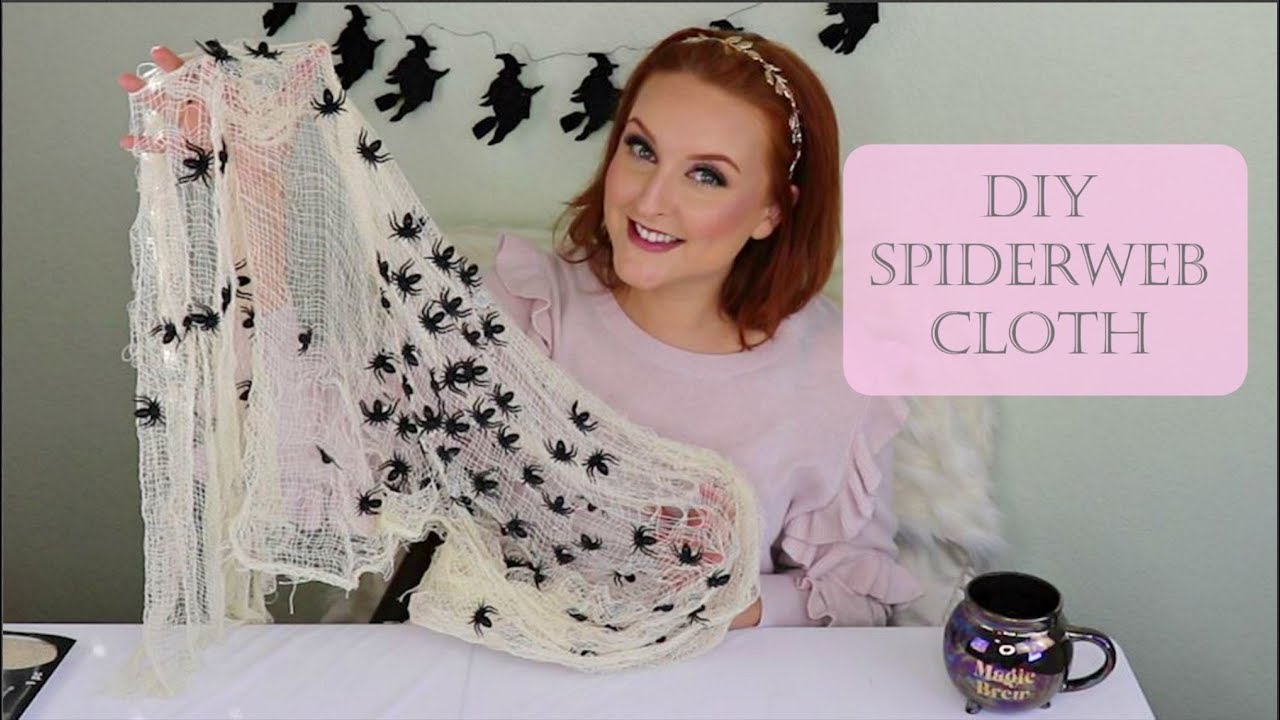 DIY HALLOWEEN DECOR | SPIDERWEB CLOTH - YouTube
