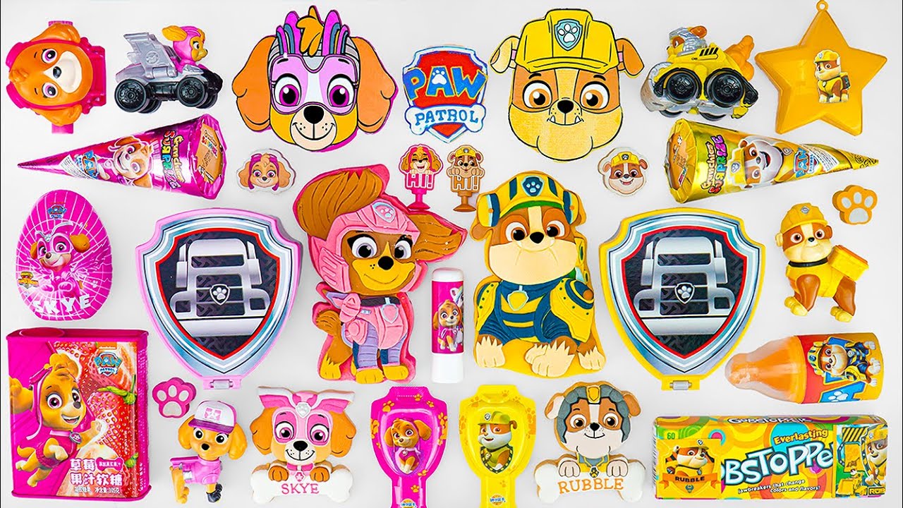 PAW PATROL SKYE & RUBBLE UNBOXING SWEETS AND TOYS | SATISFYING CANDY ...