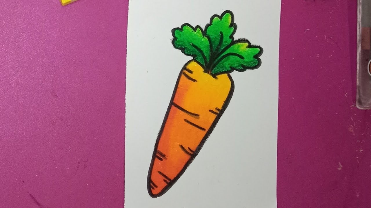 Cara menggambar dan mewarnai wortel mudah dengan gradasi crayon | How ...
