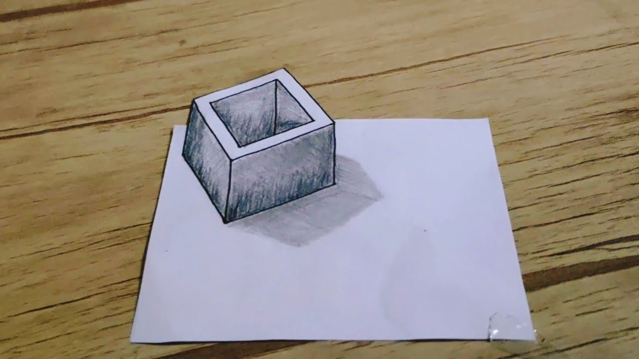3D cube drawing drawing on paper easy - YouTube