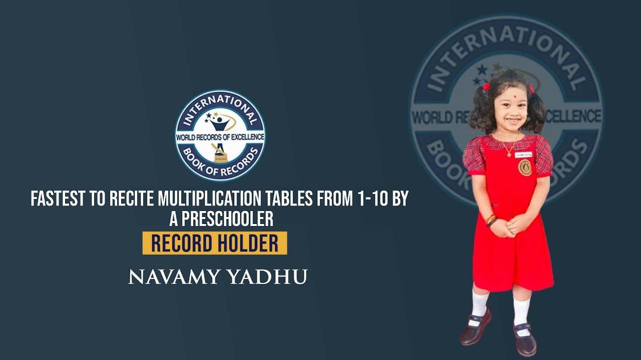 FASTEST TO RECITE MULTIPLICATION TABLES FROM 1 10 BY A (PRESCHOOLER ...
