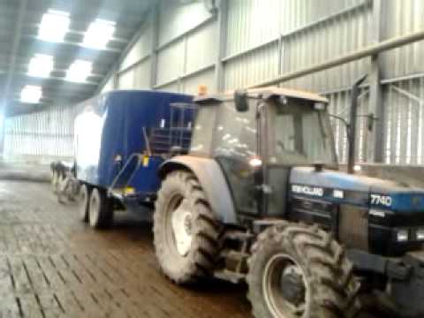 Feeding cows with rs agri wagon and ford 7740 - YouTube