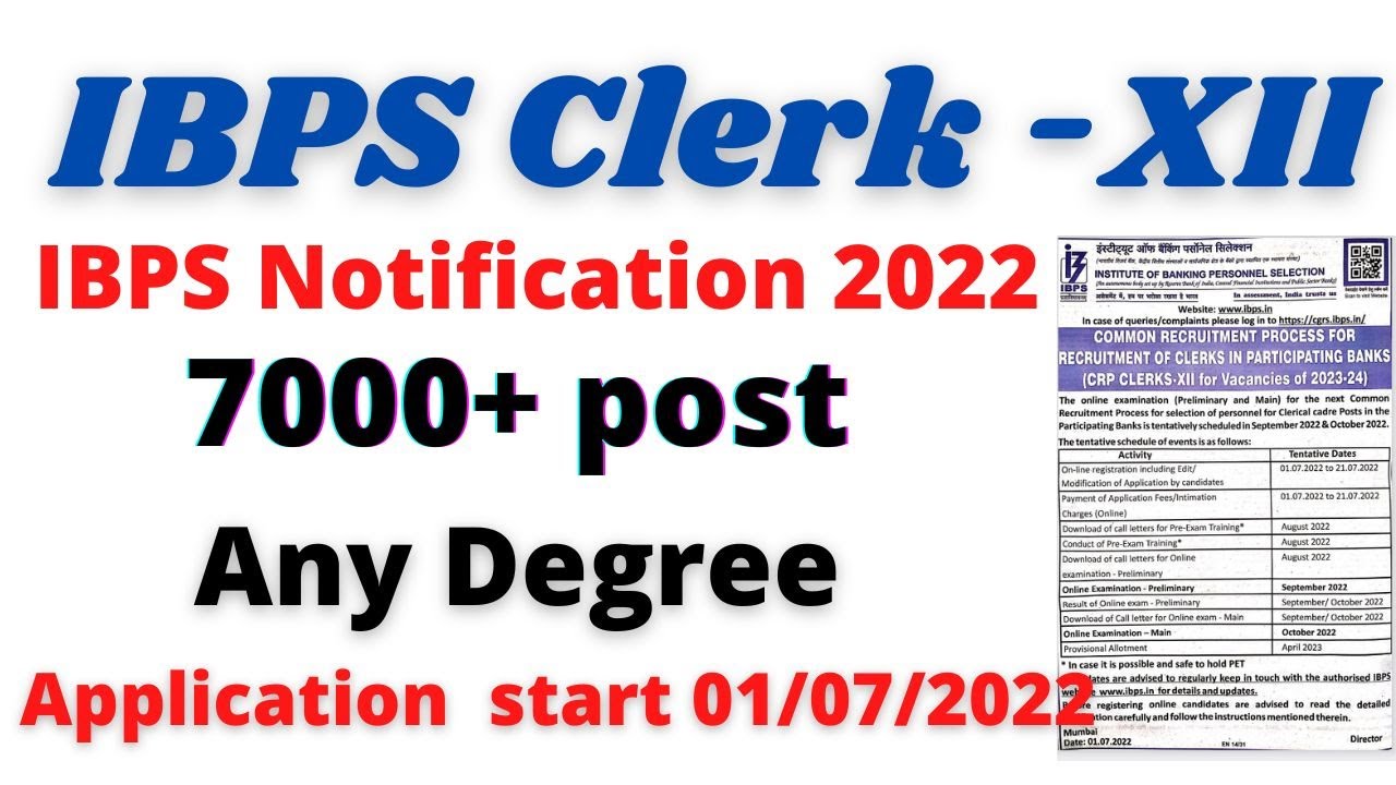 IBPS CLERK notification 2022 | ibps clerk recruitment vacancy 2022 ...