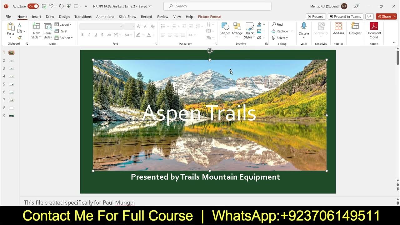 PowerPoint Module 3 SAM Project 1a Trails Mountain Equipment ...