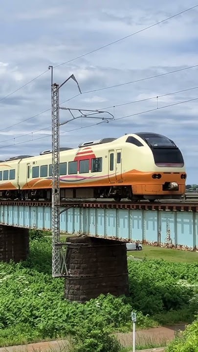 【警笛あり】 E653系いなほ2号 雄物川橋梁通過シーン #e653系 #いなほ #鉄道 - YouTube
