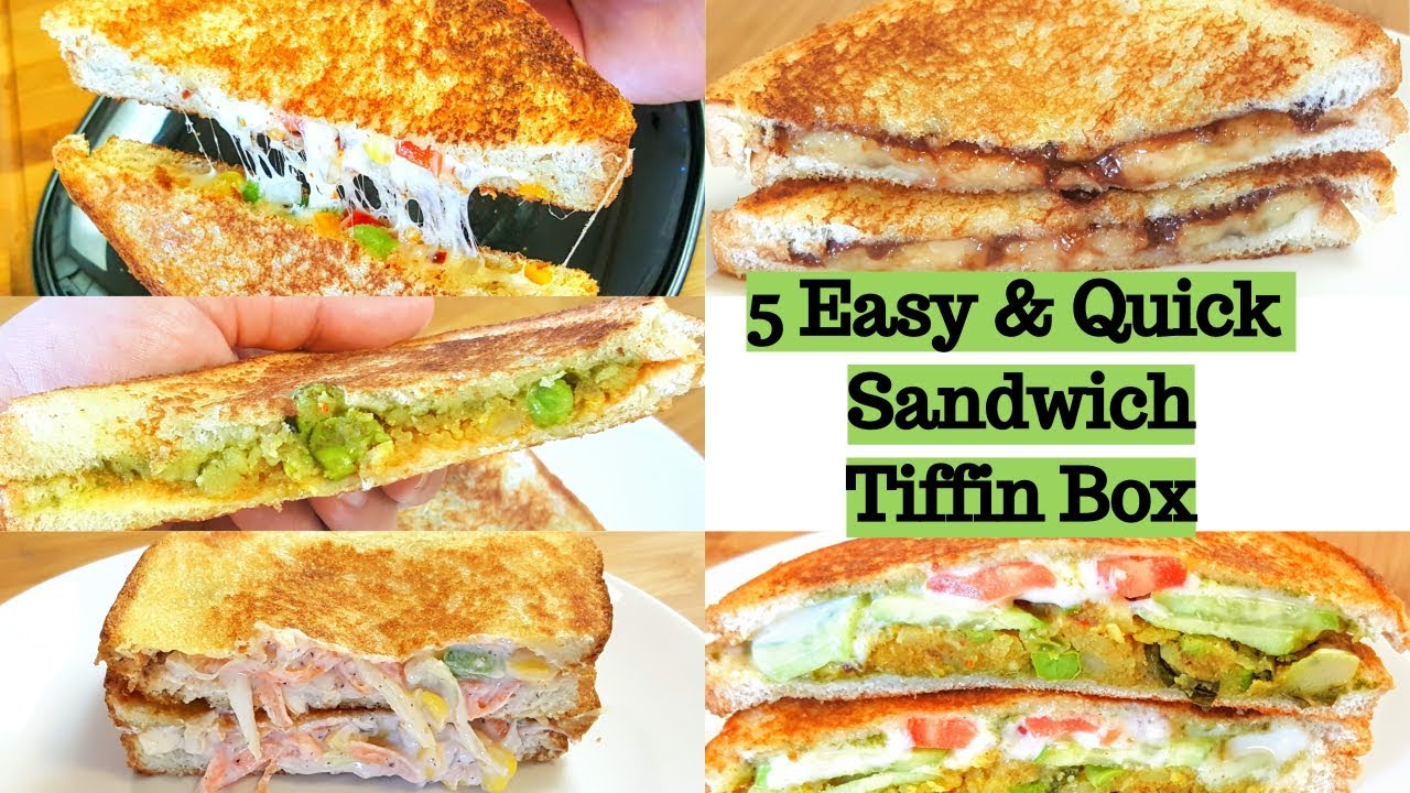 5 Easy & Quick Sandwich recipe | Kids Lunch Box Recipe | Sandwich ...
