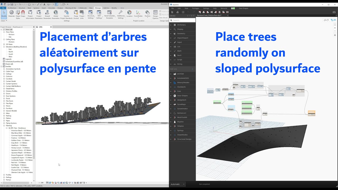 Dynamo Revit - Place trees randomly on sloped polysurface - YouTube