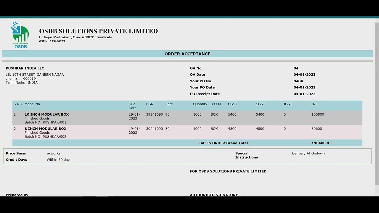 Generating ORDER ACKNOWLEDGEMENT Is Very Simple In simpliRP ERP For ...