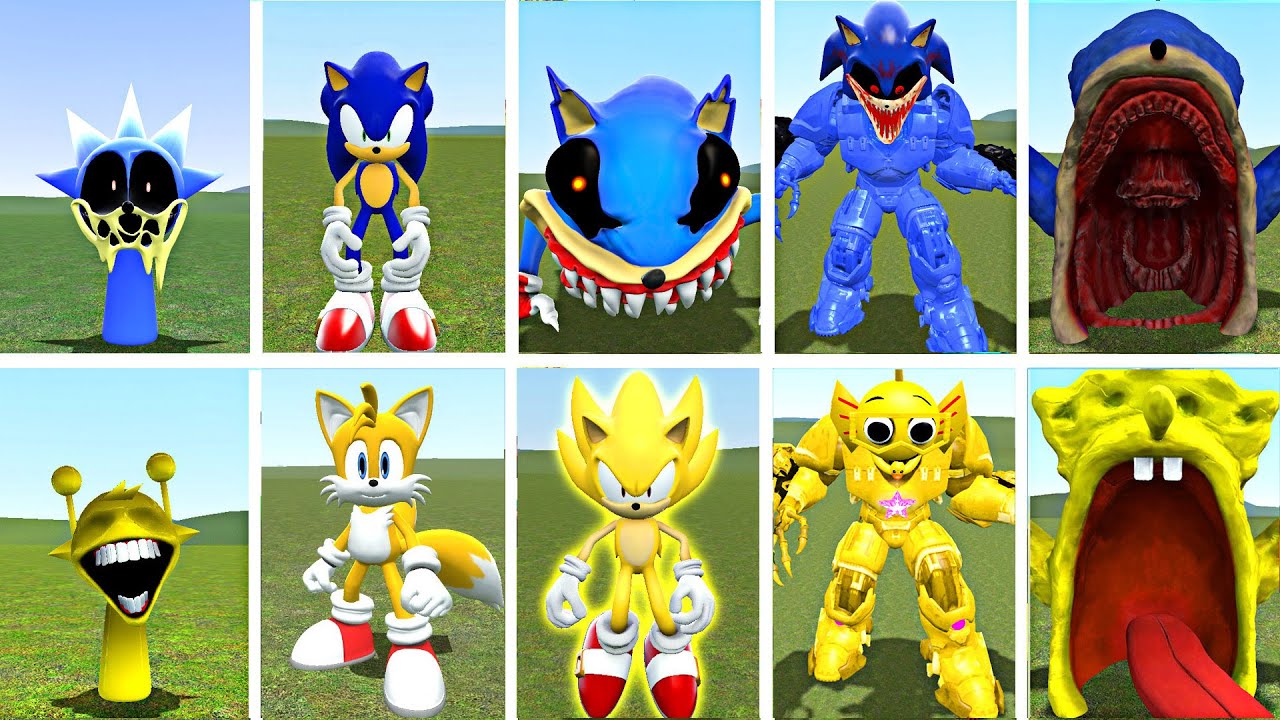 Cursed SHIN SONIC.EXE vs YELLOW HERO TEAM (Super Sonic & Tails) | GMod ...