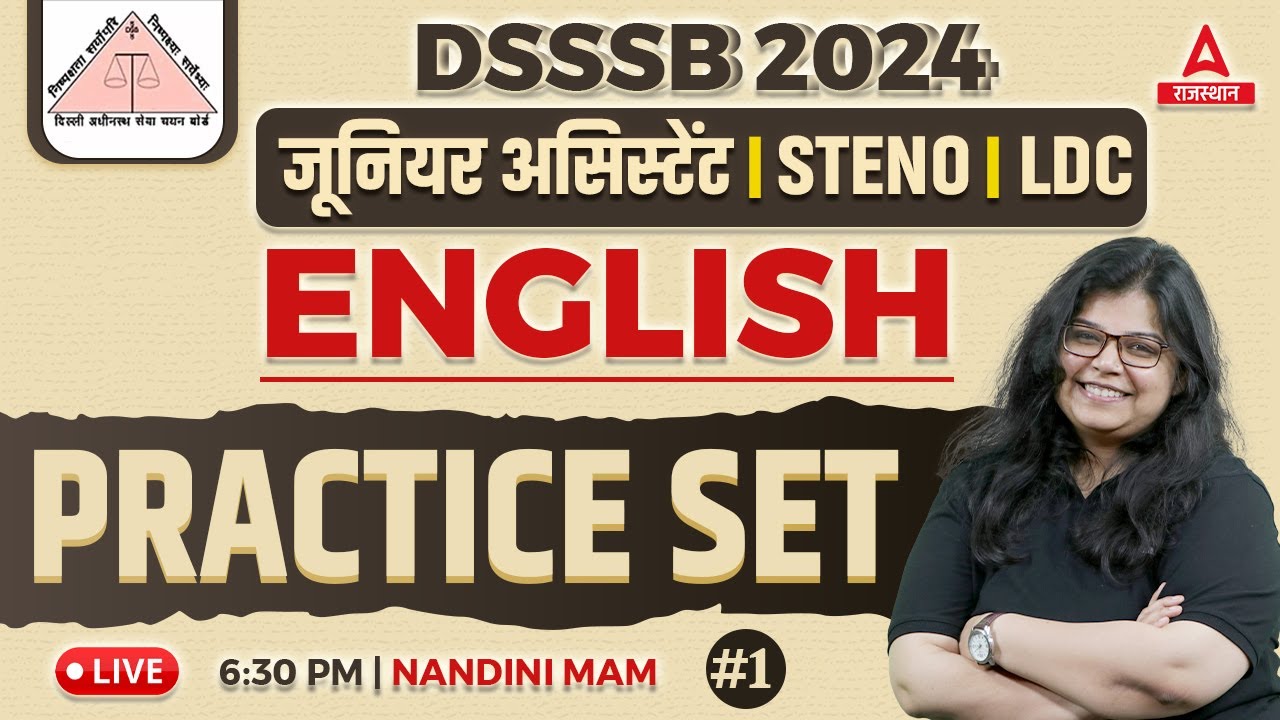 DSSSB Junior Assistant, Stenographer, LDC English Classes 2024 | Practice Set | Nandini mam #1 ...