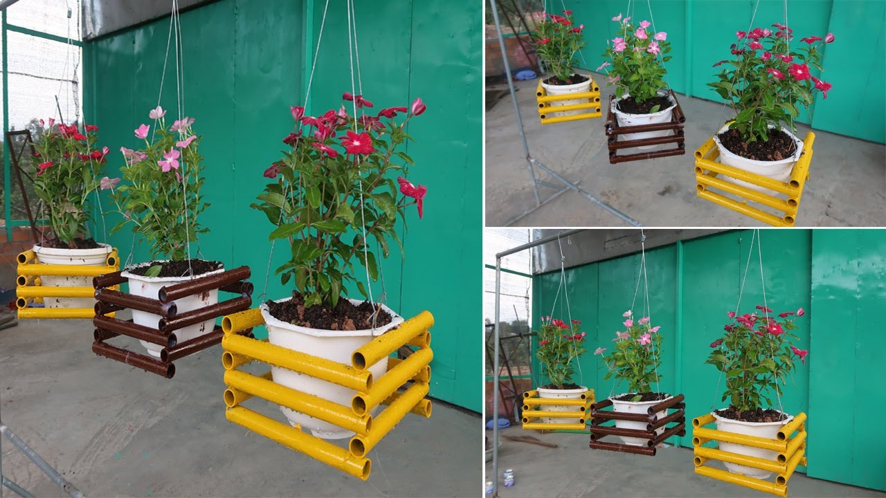 Beautiful Flower Pots Made From PVC Plastic Tubes | garden ideas - YouTube
