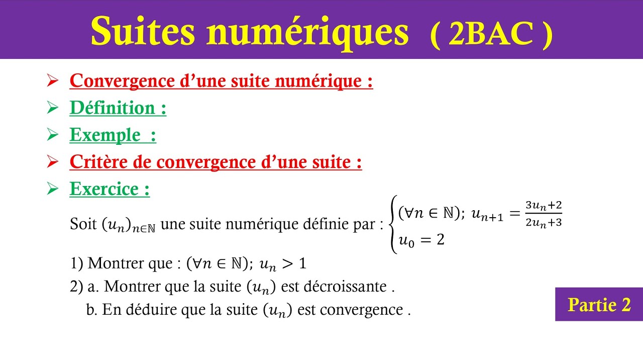 Suites numériques : convergence et critère de convergence d'une suite ...