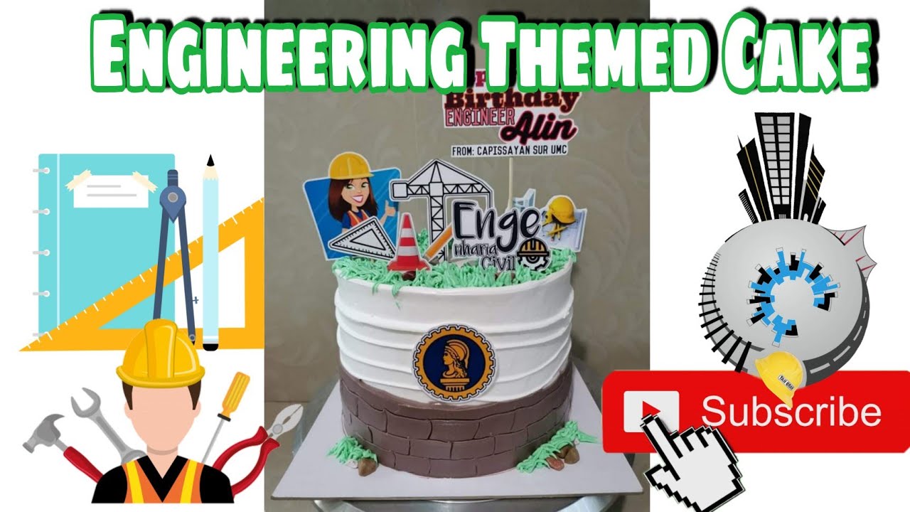 Engineering themed cake with non edible toppers| Printable | Using ...