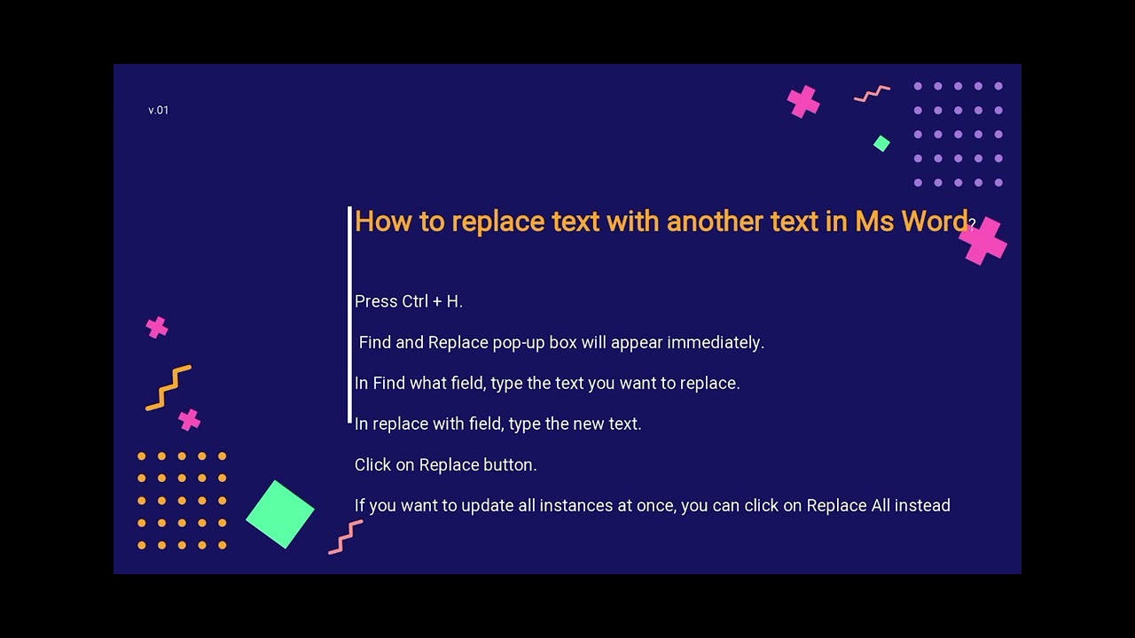 How to Replace a particular text with another text in Ms Word - YouTube