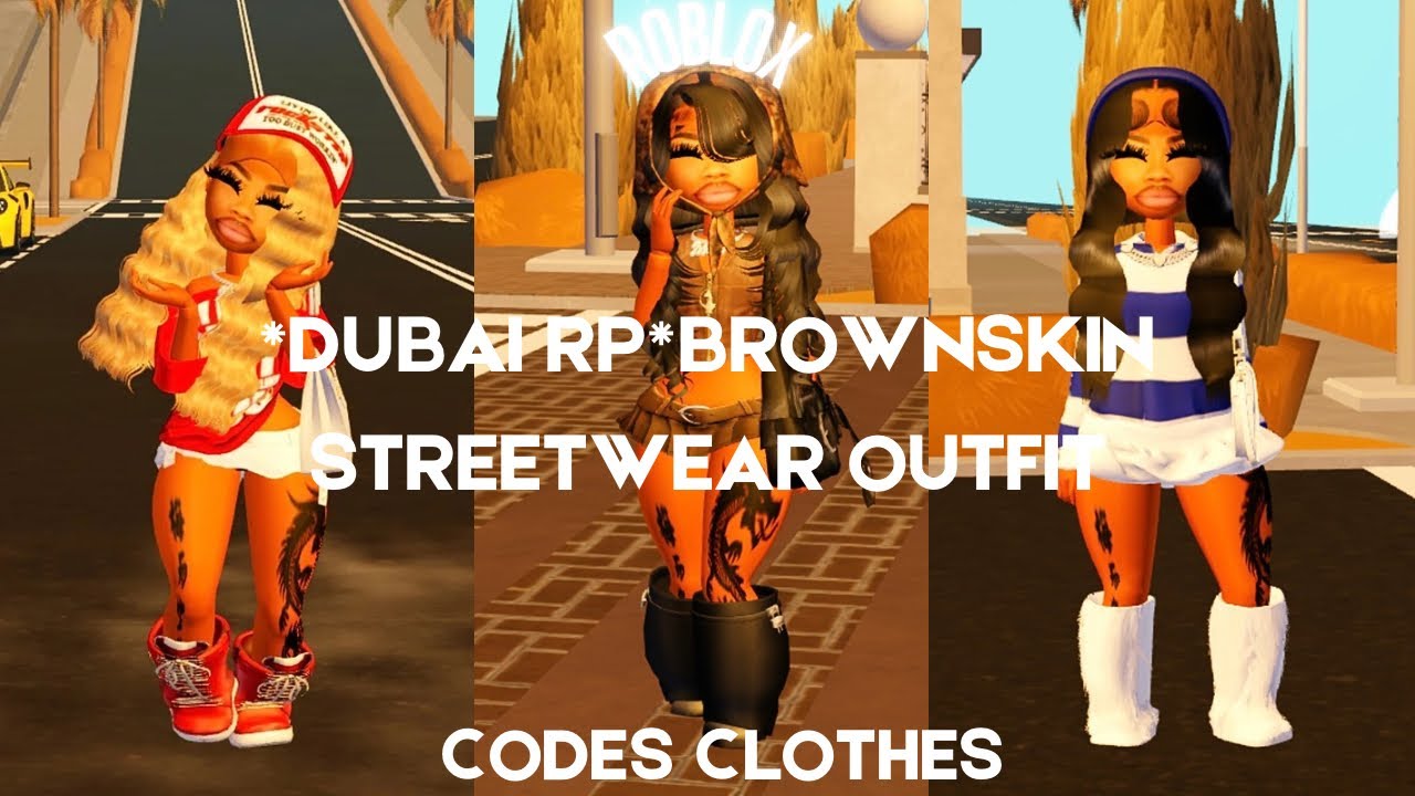 *Roblox* Brownskin Streetwear Outfit Codes Clothes *dubai rp* - YouTube
