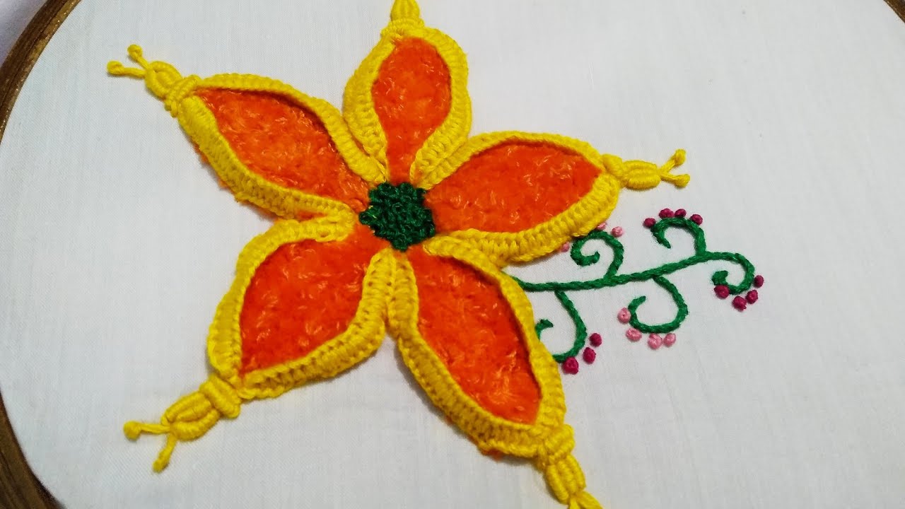 Hand Embroidery :- Velvet Flower Stitch / Brazilian Flower Design ...