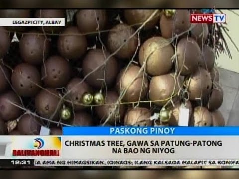 BT: Christmas tree, gawa sa patung-patong na bao ng niyog - YouTube