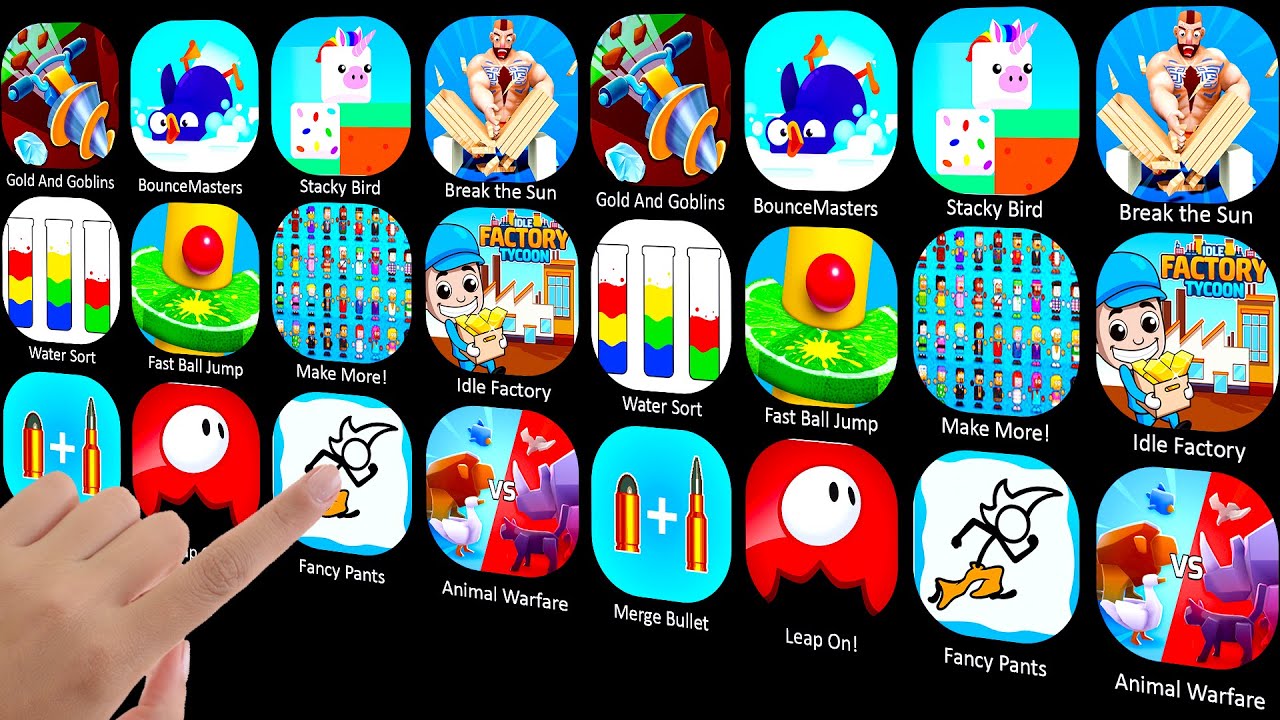 Gold And Goblins, BounceMasters, Stacky Bird, Break the Sun, Water Sort, Fast Ball Jump - YouTube