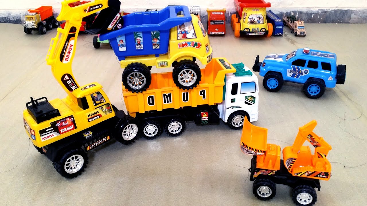 Cars Toy, JCB Excavator Toy Video, Dumper Truck, Tractor Trolley Toy ...