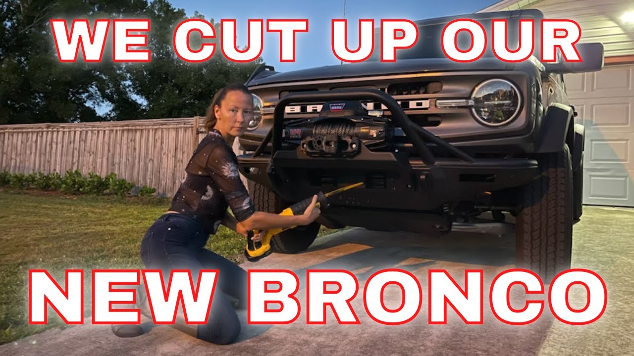 CUTTING UP OUR 2021 BRONCO TO ADD A BASH PLATE FROM 4 WHEEL PARTS - YouTube
