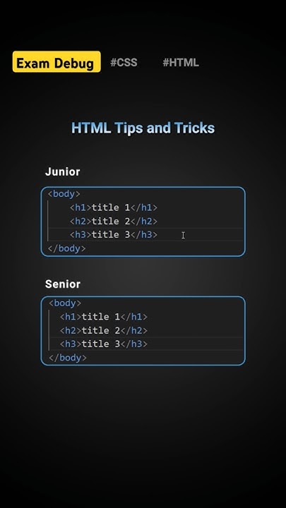 HTML tips and tricks. Junior vs Senior code. #coding #software #html #engineering #programming ...