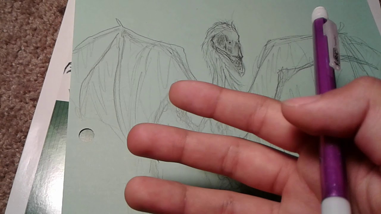 Drawing wings for my monster. Drawing my monster thing pt4 - YouTube