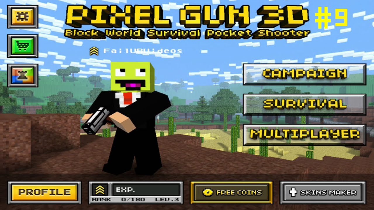 Lets Play Pixel Gun 3D - Part 9 - GOLDEN LASER CANNON! - YouTube