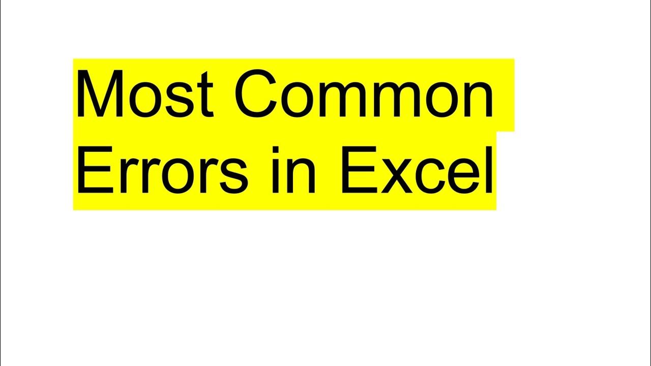 Some common errors encountered in Excel - YouTube