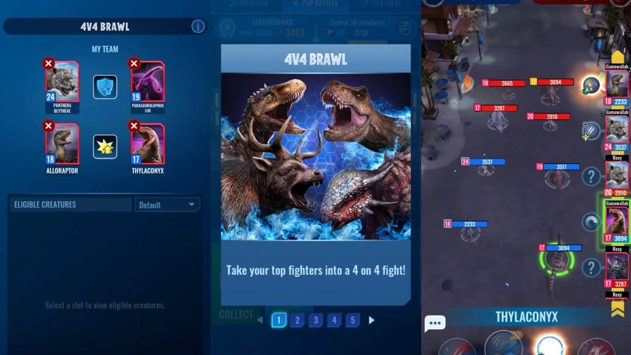 4V4 Brawl Battle | New Update | Jurassic world alive | - YouTube