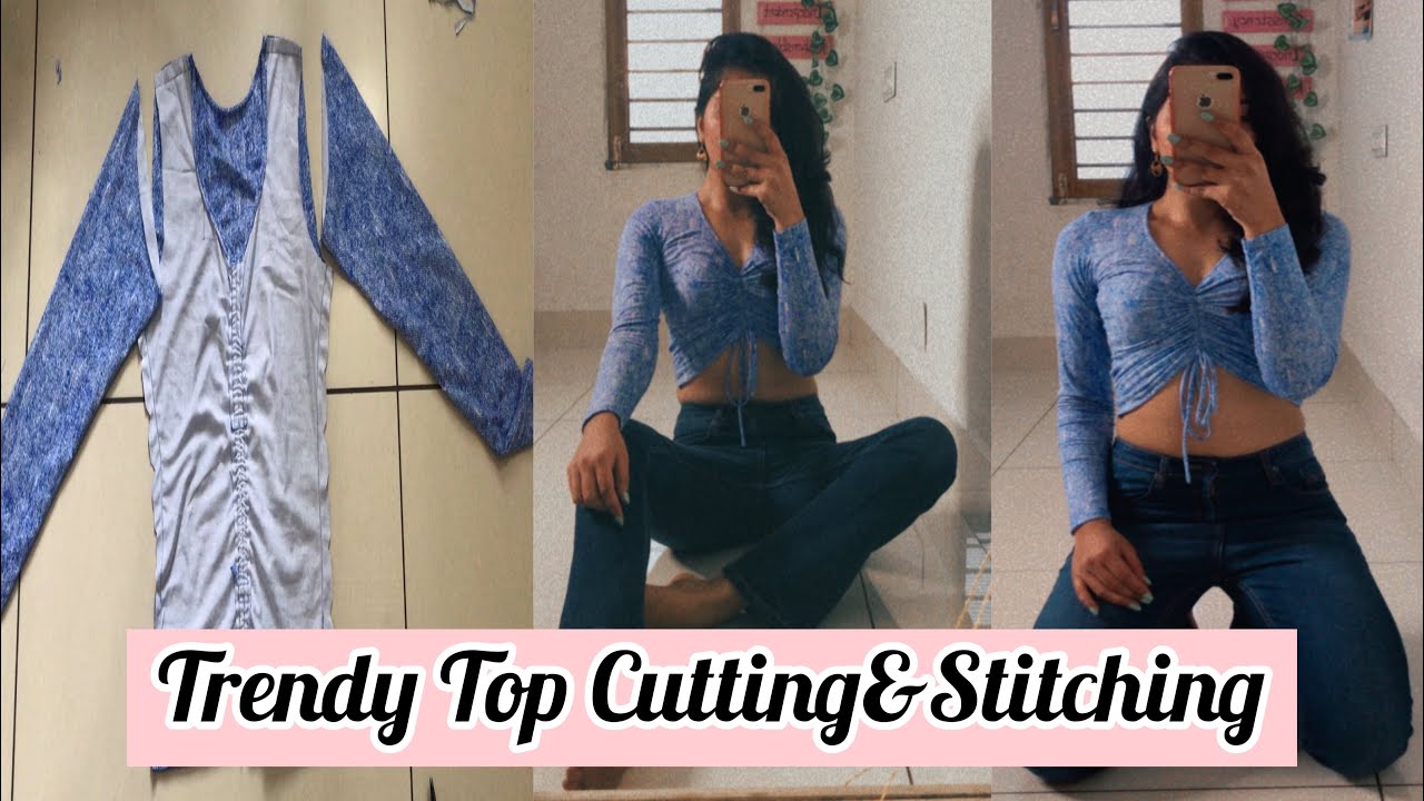 Trendy Top Cutting&Stitching for Beginners / Ruched pattern crop top ...