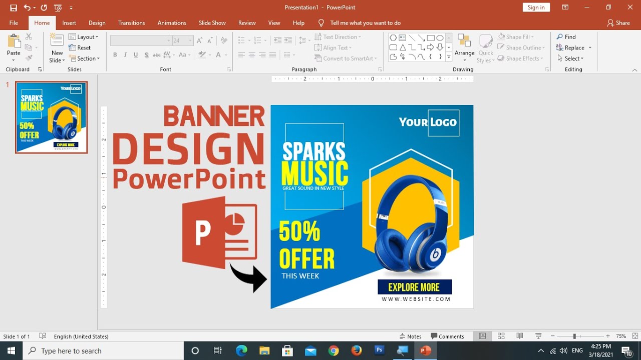 How to Make Banner Design PowerPoint Tutorial ! - YouTube