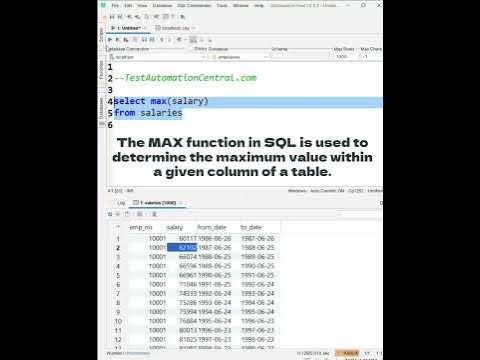 How do you find the maximum value of a column in a table? SQL Interview Question #sql - YouTube