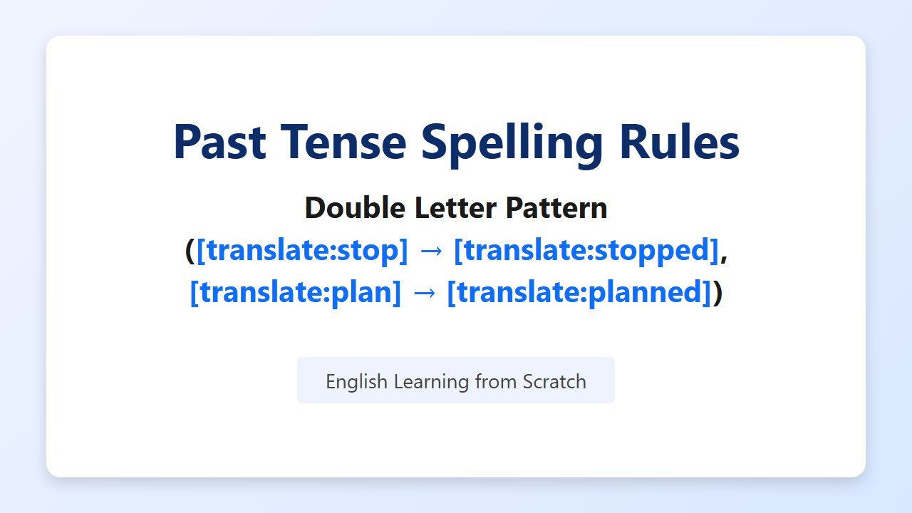 Past Tense Spelling Rule Explained | Double Letter Verbs Made Easy ...
