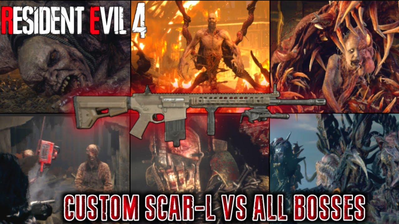 Custom Scar-L vs All Bosses - Resident Evil 4 Remake - YouTube